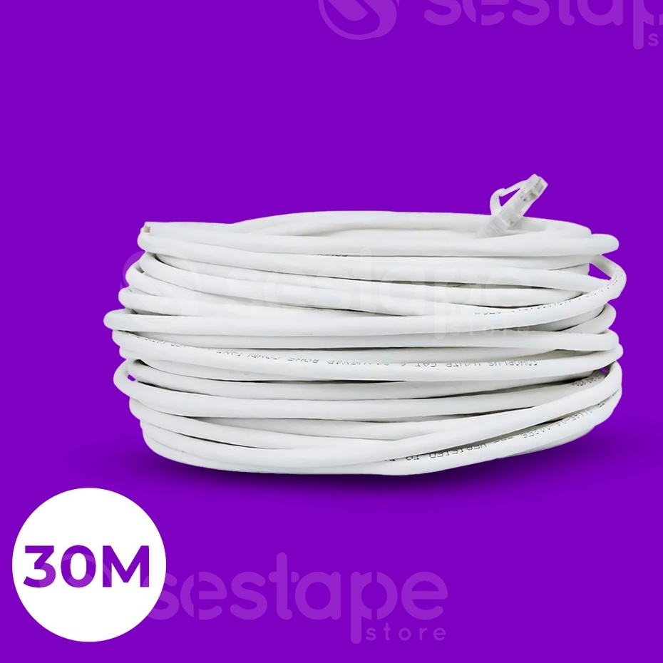 Cabo De Rede 30 Metros Branco + Conector Rj45 Crimpado Cat5 Internet Lan | Shopee Brasil