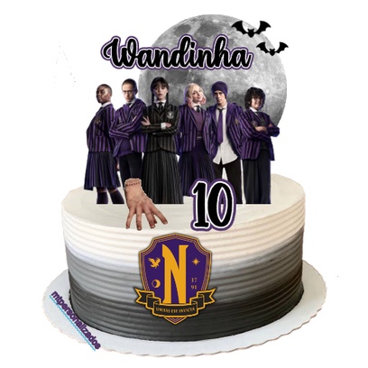 Kit Festa Wandinha Addams Topo de Bolo + 60 topper de Doces | Shopee Brasil