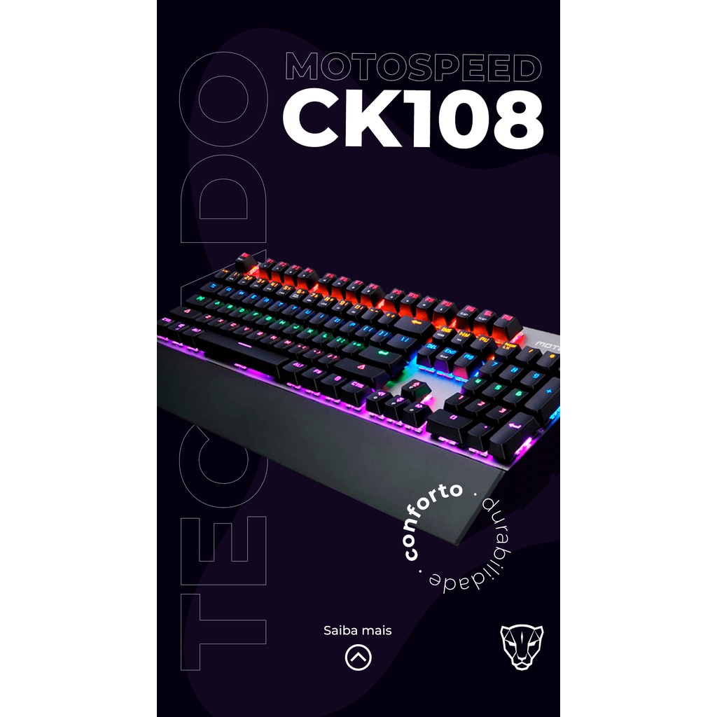 Teclado Mecânico Gamer MotoSpeed CK108 RGB, Switch Outemu, US - Preto ...