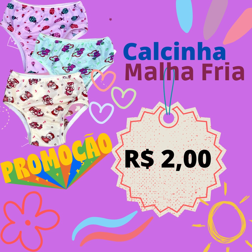 Calcinha Infantil Malha Fria Calcinha Infantil Menina | Shopee Brasil