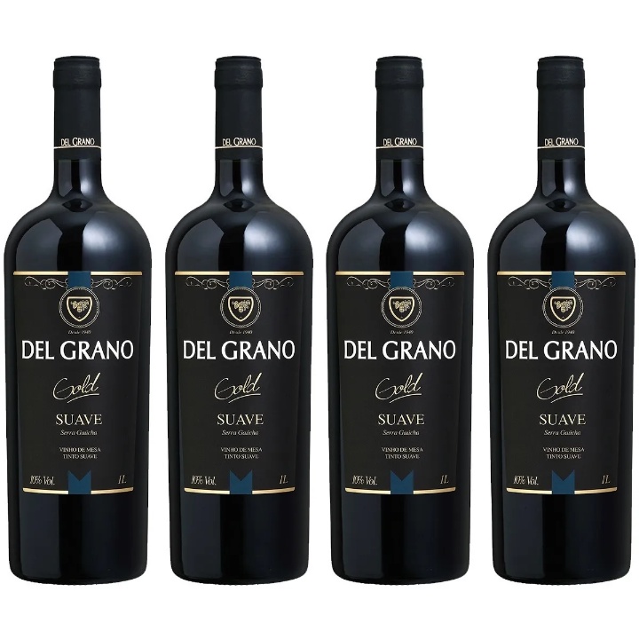 Kit 4 unidades Vinho Tinto Del Grano Gold Suave 1L | Shopee Brasil