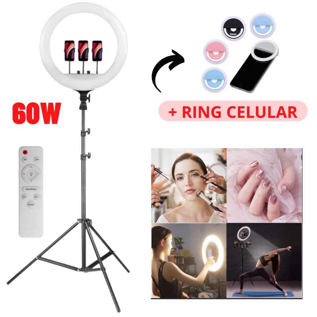 Ring light led grande iluminador 46cm 18 polegadas com ring celular | Shopee Brasil
