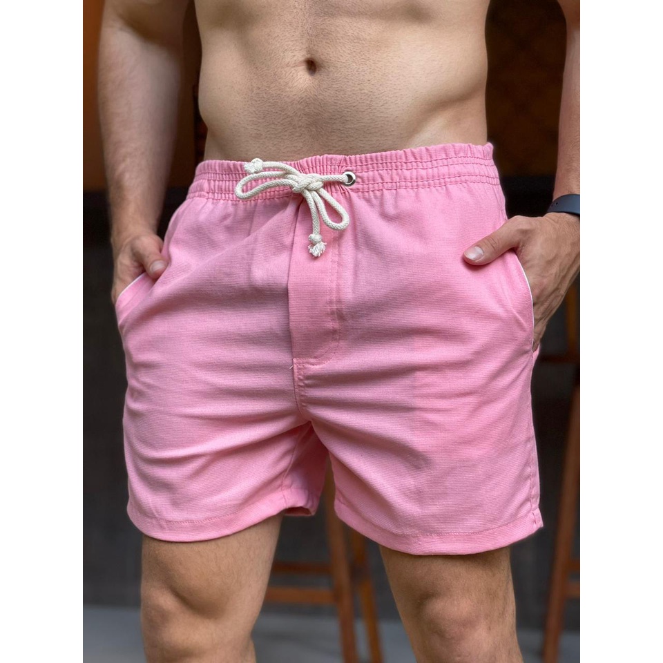 short masculino bermuda mauricinho curto de linho dia a dia praia festa ...