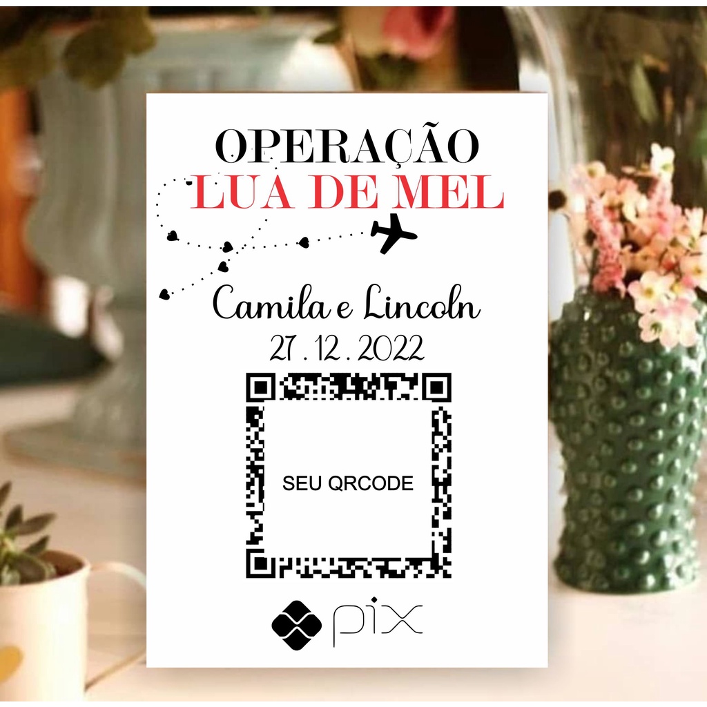 Placa QR Code Pix Casamento MDF/ 20X14cm 3mm | Shopee Brasil