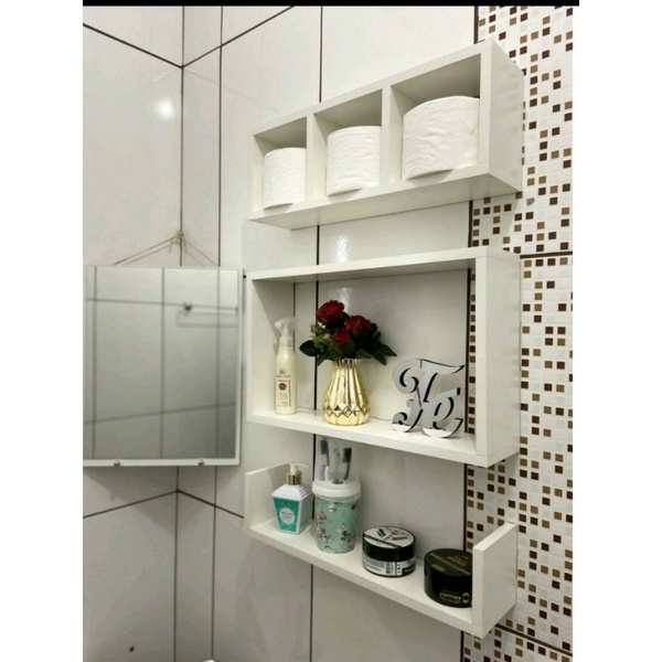 Nicho Organizador Retangular 50x20x10cm Kit 3 Peças Em Mdf Branco ou ...