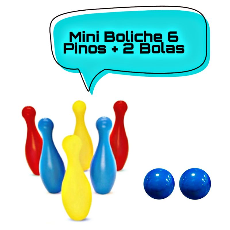 Jogo De Boliche Infantil 6 Pinos E 2 Bolas Mini Boliche Colorido ...
