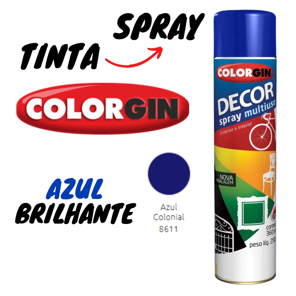 Tinta Spray Azul Brilhante 360ml - Colorgin | Shopee Brasil