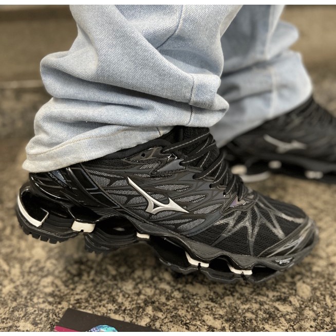 Tênis Mizuno Masculinos Prophecy Pro 7 Preto Preto Academia Corrida ...