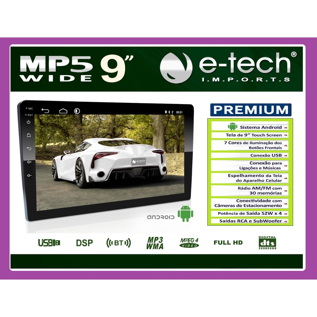 Central Multimidia Universal Top de Linha | Tela de 9" Polegadas | Exclusive Premium | Mp5 ...