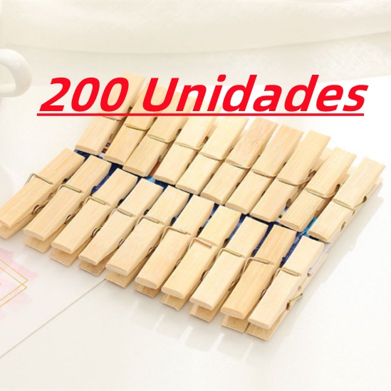200 Pregadores Roupa Bambu Prendedor De Roupas | Shopee Brasil
