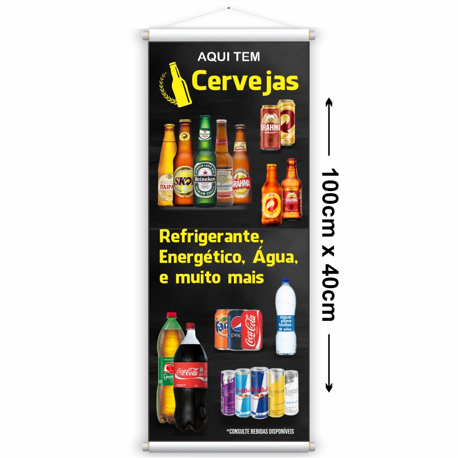 Banner Bebidas Cerveja Refrigerante 40x100cm Bar Distribuidora Faixa ...