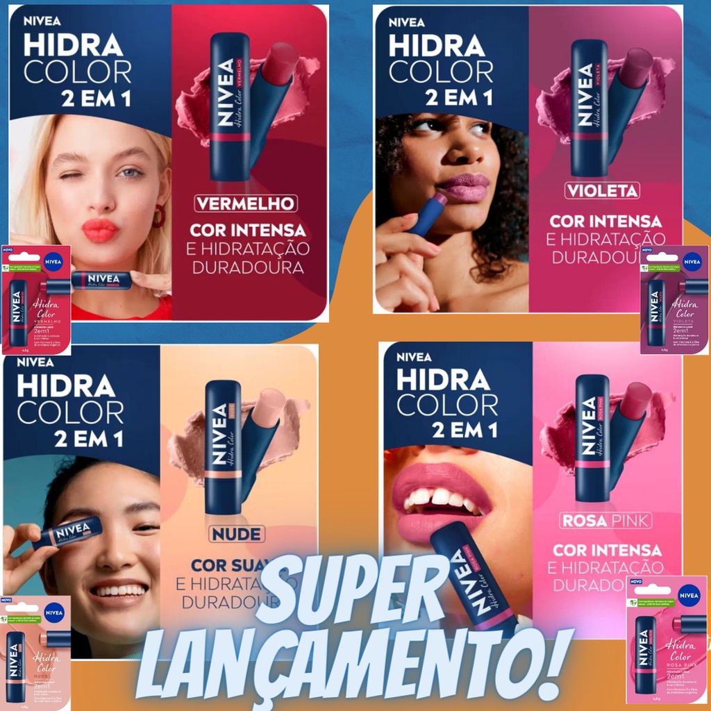 Hidratante Labial Nivea Hidra Color 2 em 1 | Shopee Brasil
