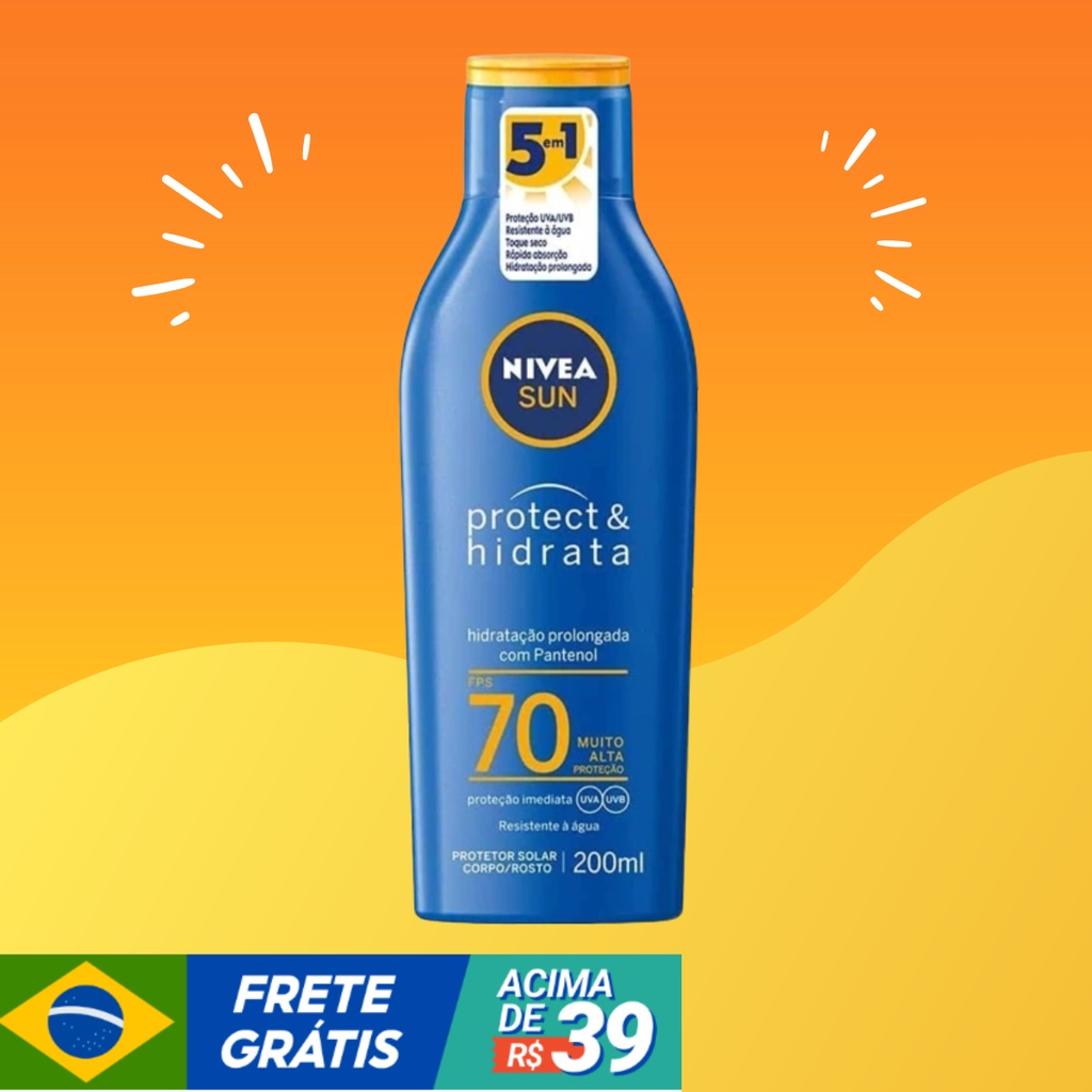Protetor Solar Nivea Sun Fps 70 Protect & Hidrata De 200 Ml | Shopee Brasil