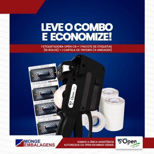 Combo - Etiquetadora Open C8 + Etiqueta + Tinteiro | Shopee Brasil