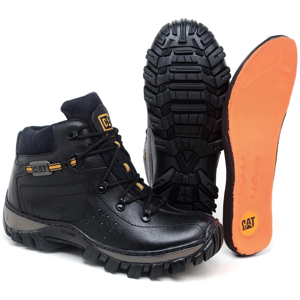 bota cat em couro legitimo com palmilha militar - Escorrega o Preço