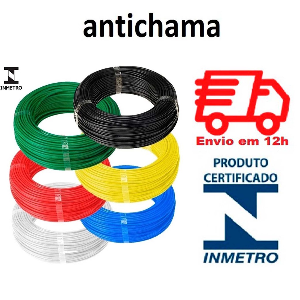 Cabo Fios Flex vel 10 Mm Rolos De 100 Mts normatizados Escorrega O