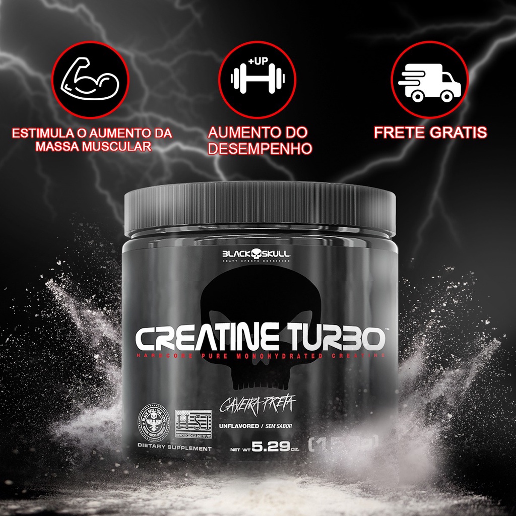 Creatina De 150g Black Skull Turbo Monohidratada Creatine Caveira