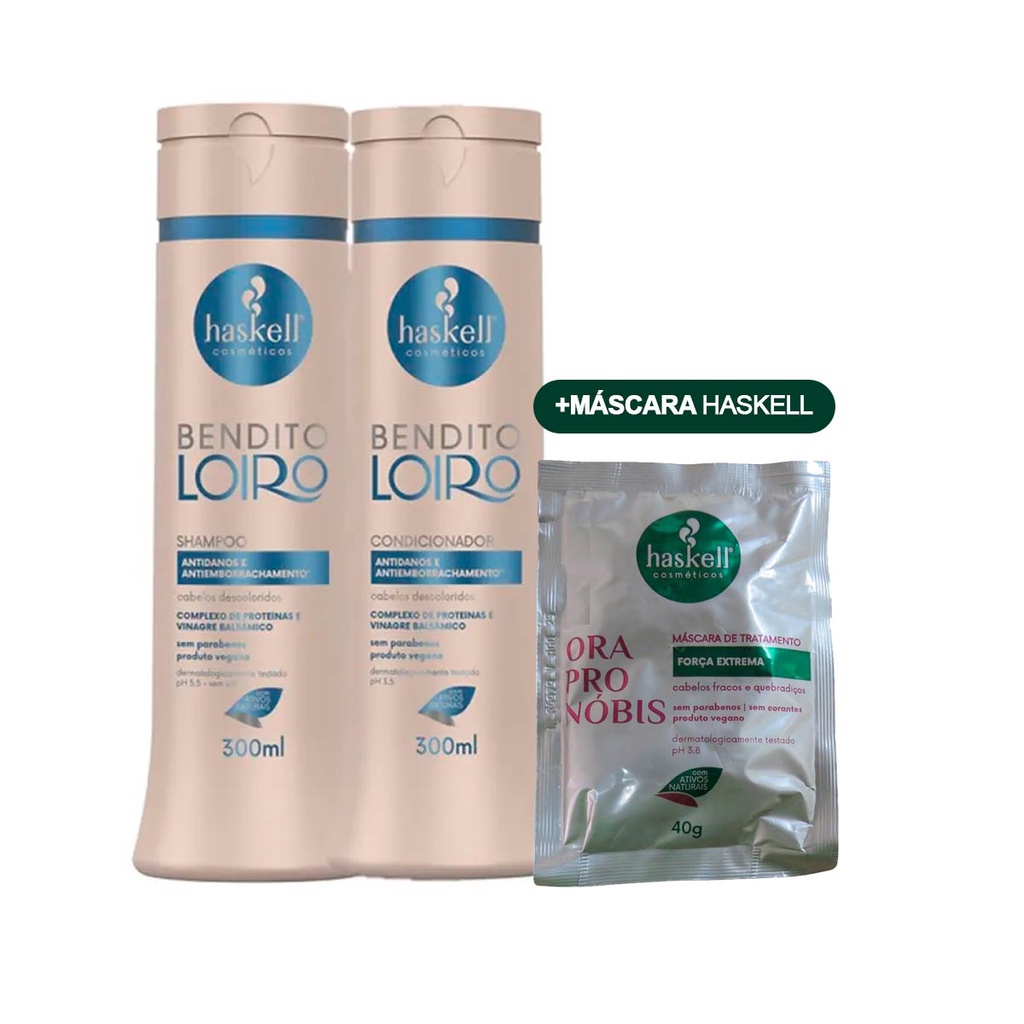 Kit Haskell Bendito Loiro Shampoo + Condicionador 300ml +Amostra | Shopee Brasil