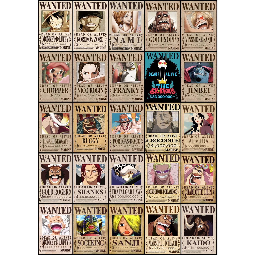 One Piece Cartaz de procurado - Pôster adesivo Wanted! | Shopee Brasil
