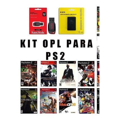 KIT PS2 OPL - Memory Card com opl + Pendrive 64G com JOGOS ...