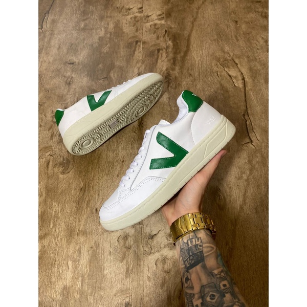 Tenis V-12 Couro Extra Branco - Verde ALG | Shopee Brasil