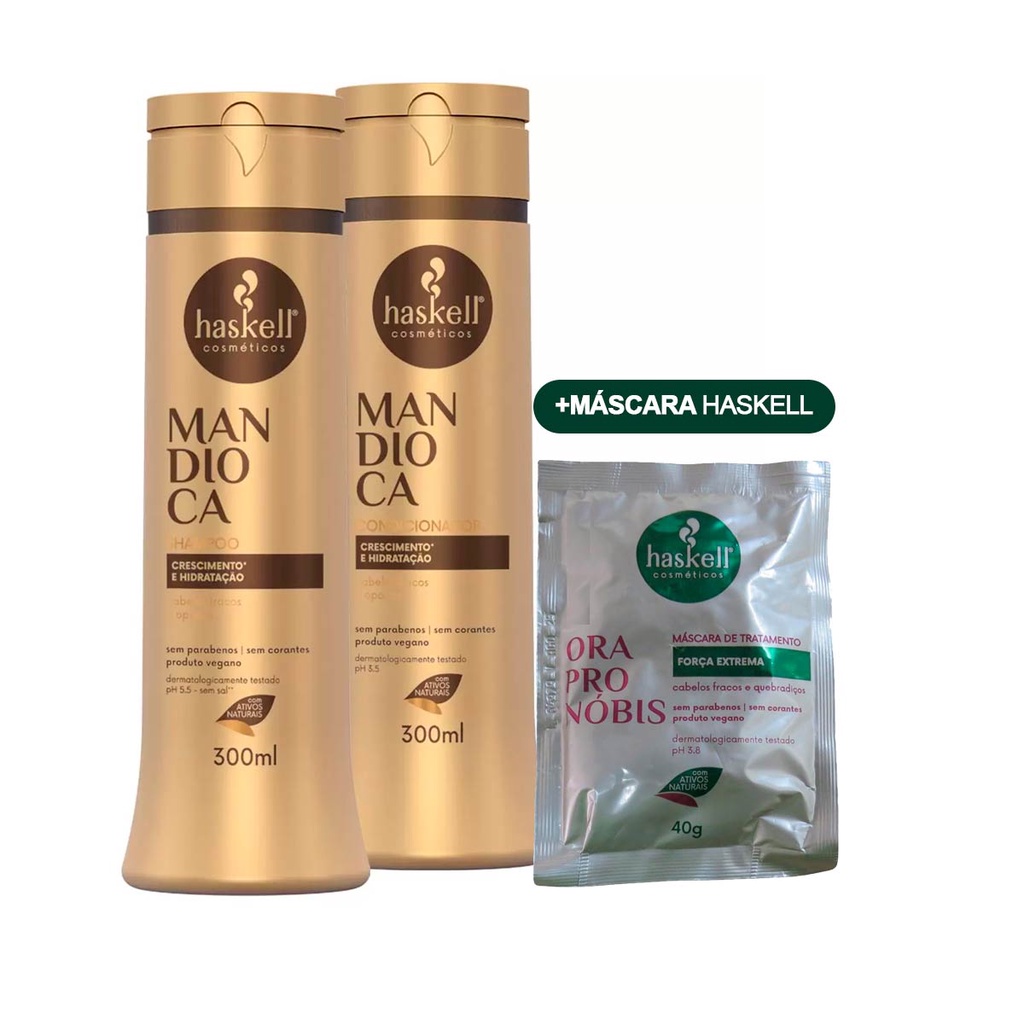 Kit Haskell Mandioca Shampoo + Condicionador 300ml +Amostra | Shopee Brasil