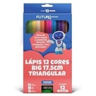 Lapis de Cor 12 Cores Triangular 175mm Big Jumbo Kit Com Apontador ...