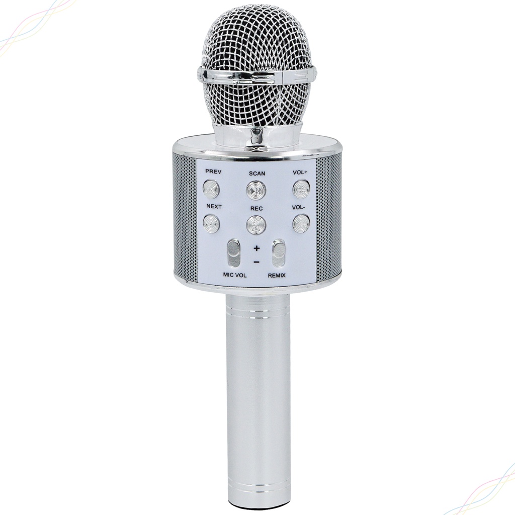 Microfone Sem Fio Karaoke Bluetooth Auto Falante Embutido Entrada Usb SD Gravador Efeitos de ...