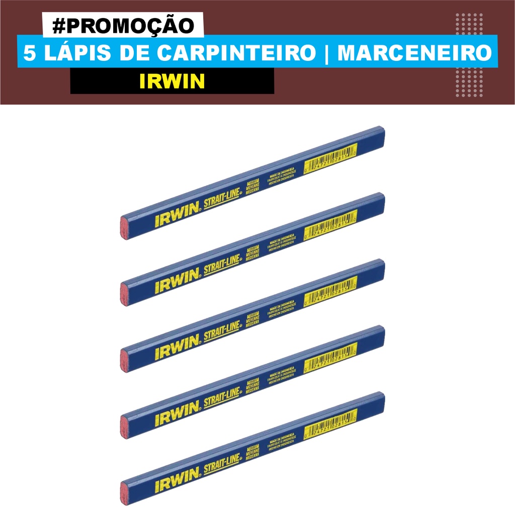 Kit 5 Lapis para Carpinteiro Marceneiro Unidade | Irwin ORIGINAL ...