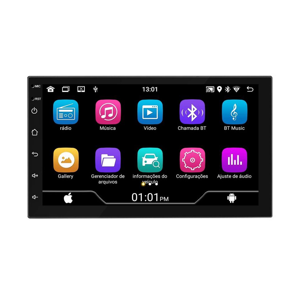 Central Multimídia Adak Tela 7 Polegadas IPS Android 12 Bluetooth Gps Satélite Wifi Espelhamento ...