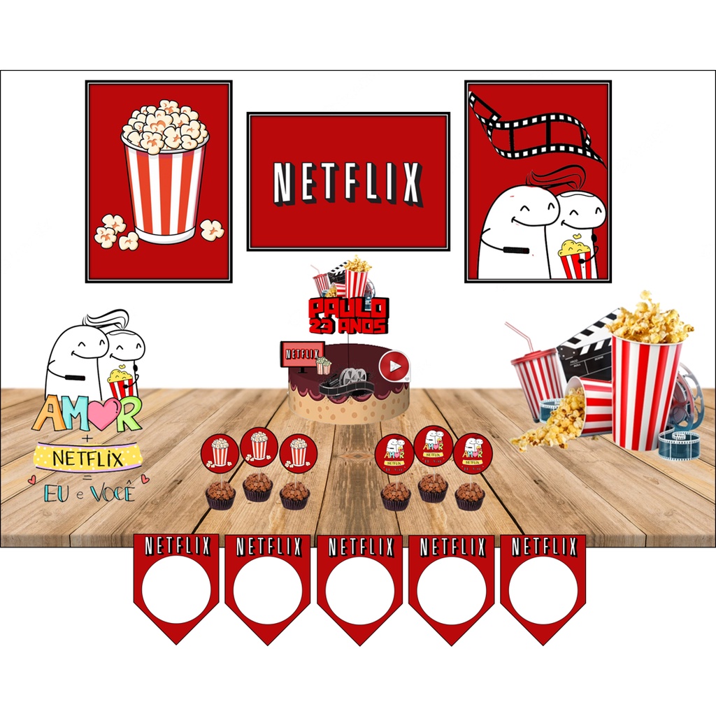 Kit festa só um bolinho - Tema Netflix | Shopee Brasil