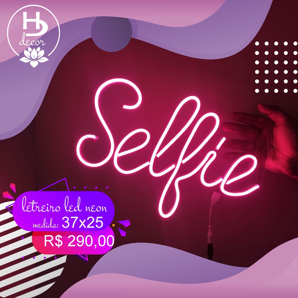 Luminoso Letreiro Placa Neon Selfie | Shopee Brasil