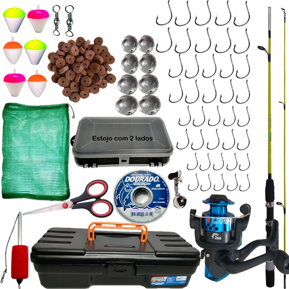 Kit Pesca Pescaria Completa Vara Molinete Estojo e Maleta com Itens Pronto Para Uso - Escorrega ...