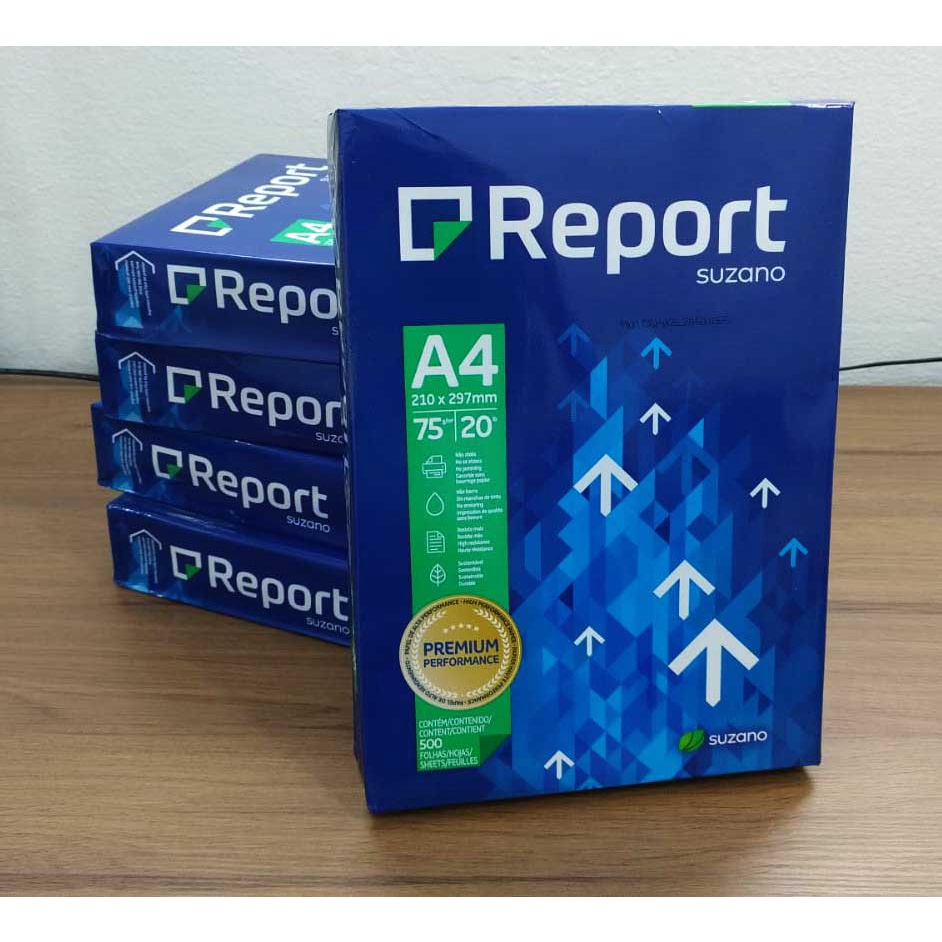 Kit 5 pacotes com Papel Sulfite Report Suzano 500 folhas | Shopee Brasil