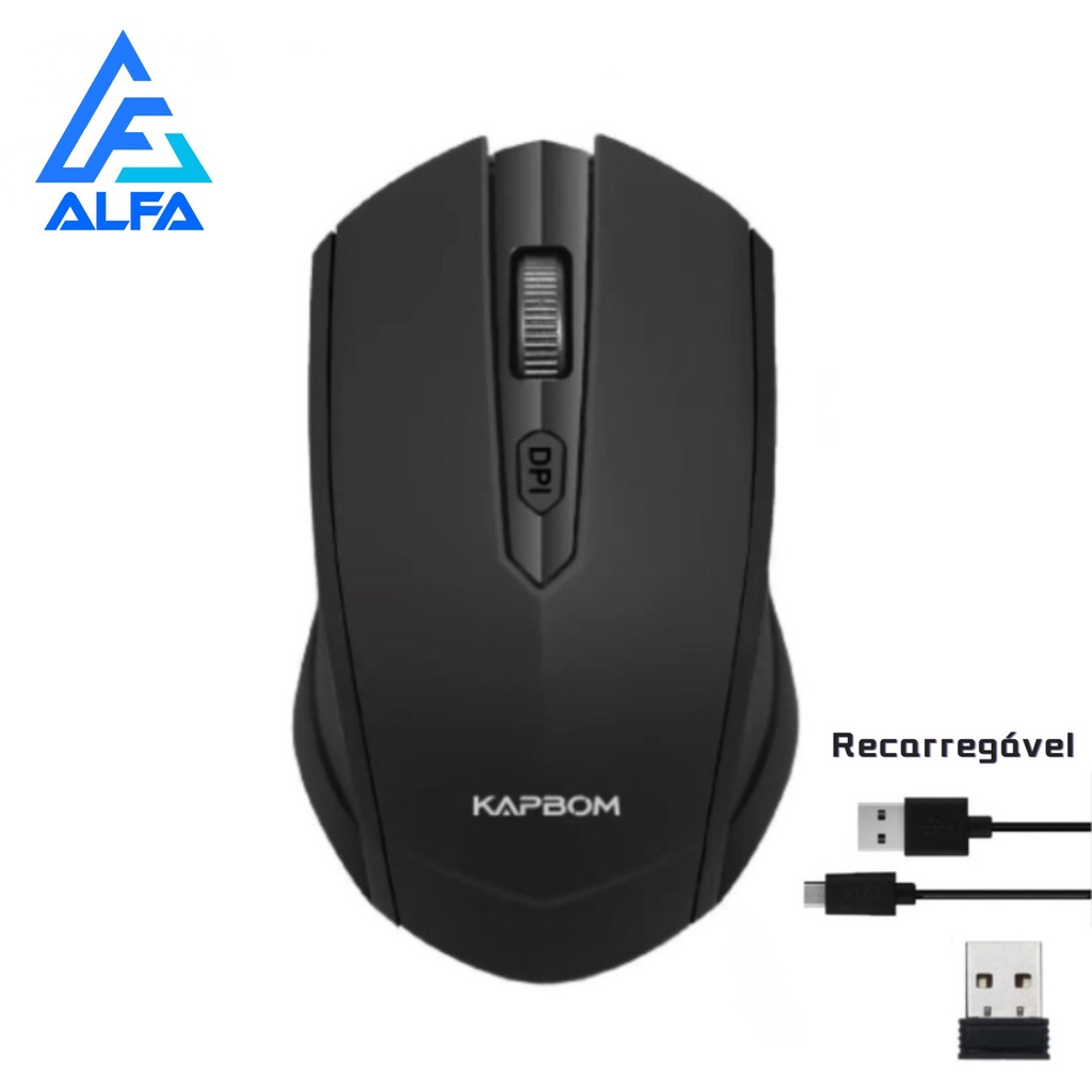 Mouse Sem Fio Recarregável KA-612 3200Dpi Para Notebook Pc 2.4Ghz KAPBOM Original - Escorrega o ...