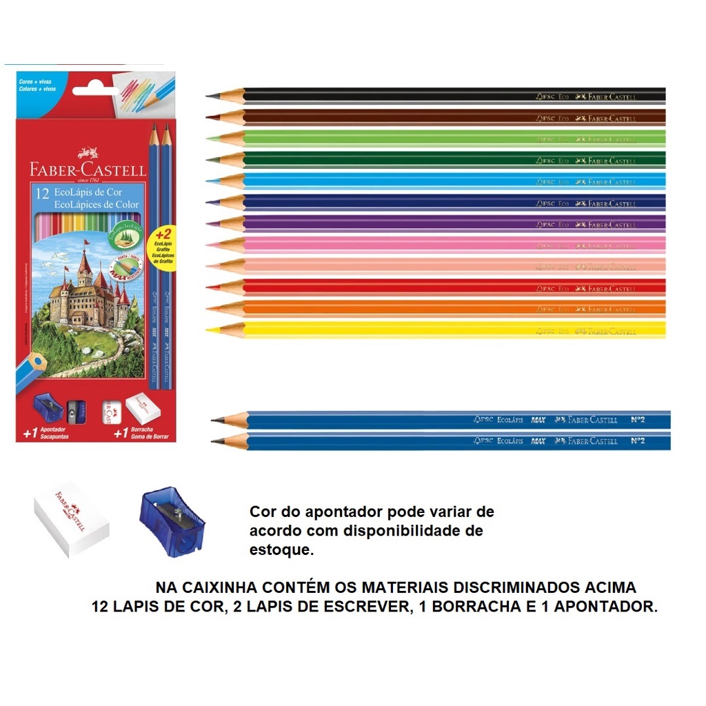 Kit Lapis de cor Faber Castell 12 cores | Shopee Brasil