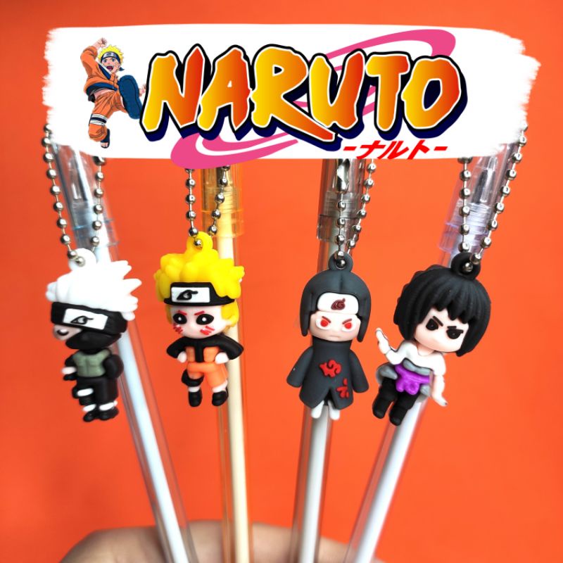 Naruto Canetas com chaveiro Sasuke Kakashi Itachi personagens ponta ...