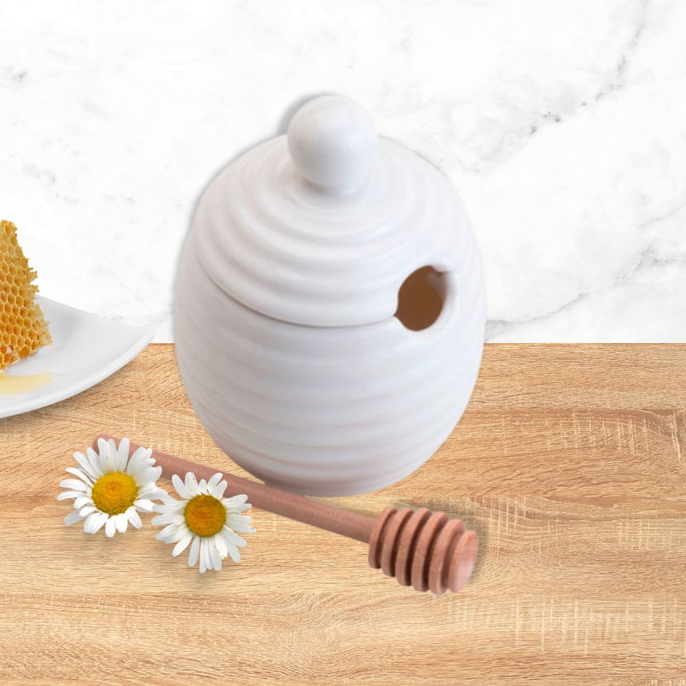 Meleira de porcelana com pegador New bone pote de mel 250 ml | Shopee ...