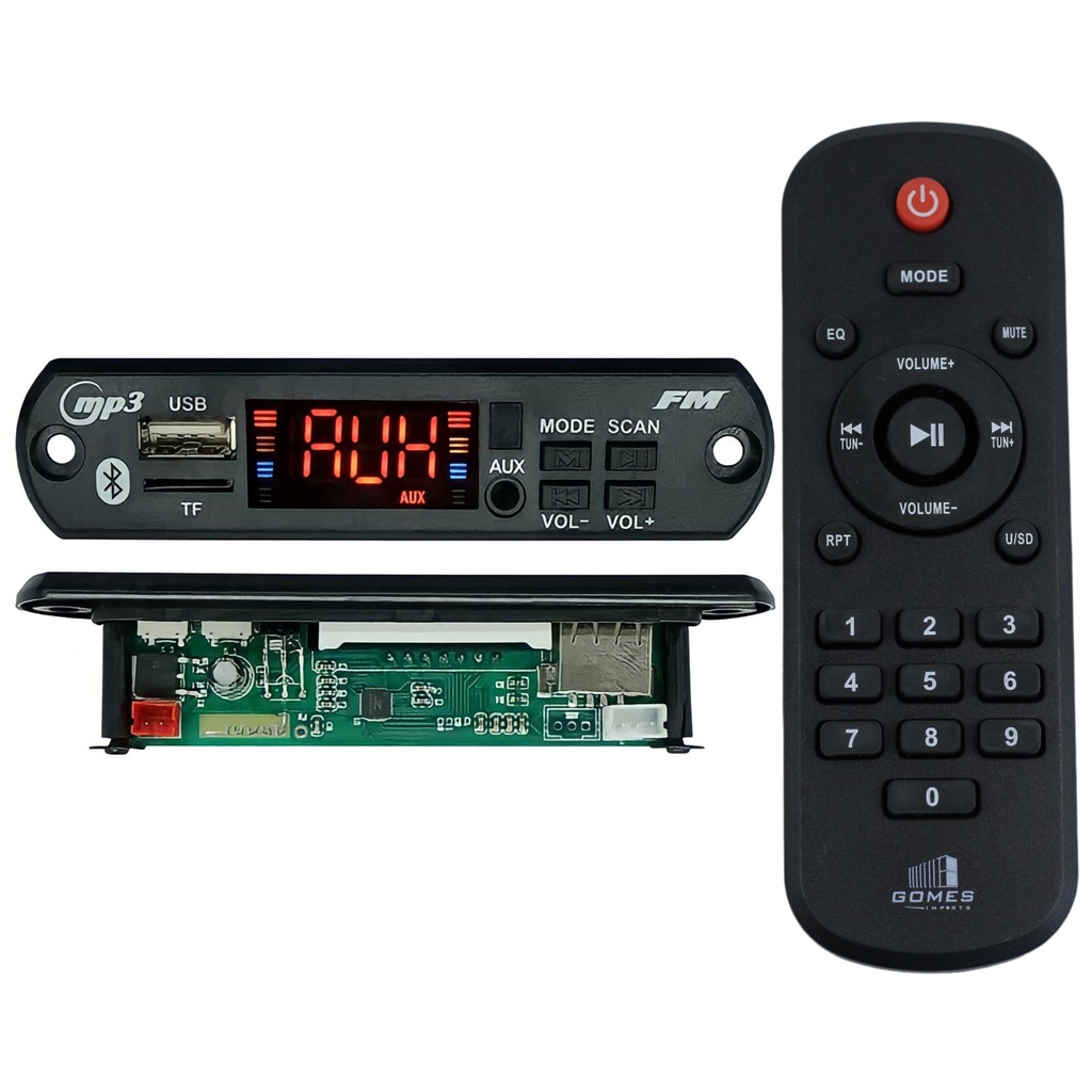 Placa Decodificador MP3 Bluetooth P/ Caixa Ativa Usb Fm Aux Sd Pula ...