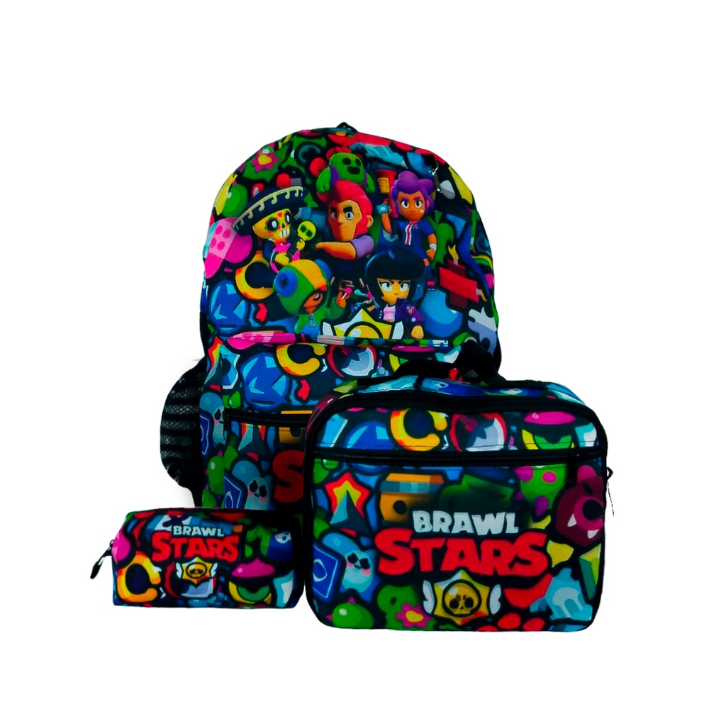 Kit escolar Brawl Stars Mochila de Costa + Estojo + Lancheira | Shopee ...