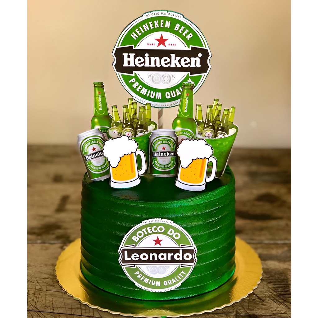 Topo de Bolo Heineken Personalizado | Shopee Brasil