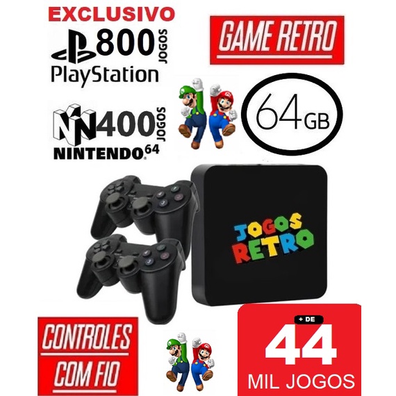 Vídeo Game Retro 44.000 Mil Jogos Antigos 64gb Com 2 Controles Usb ...