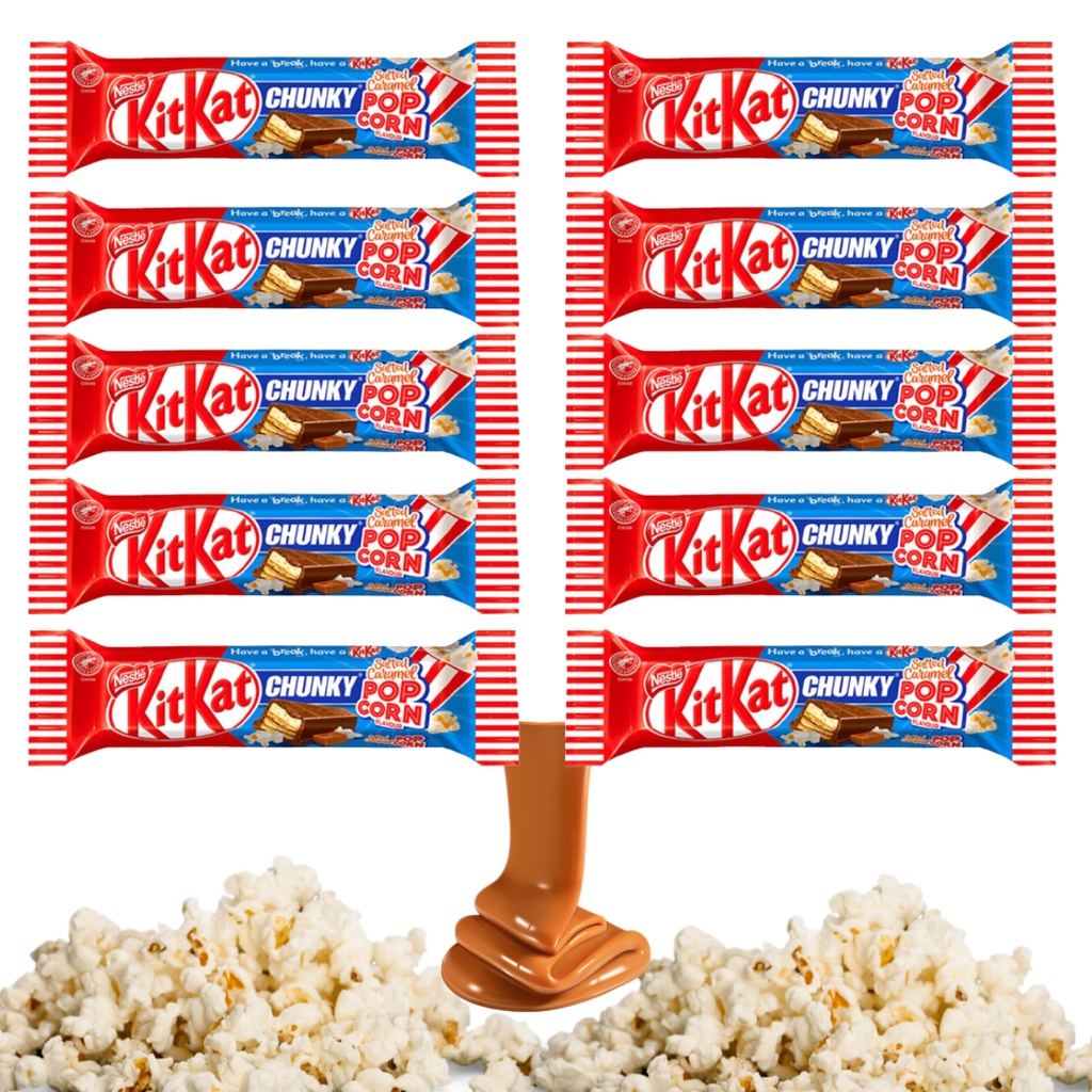 10 Kit Kat Chunky Pop Corn Salted Caramel Chocolate Nestle | Shopee Brasil