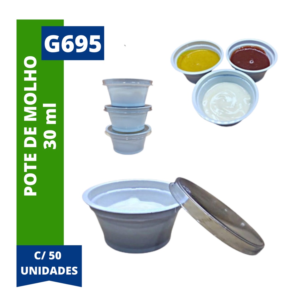 50 UNID Pote para Molho 30ml Branco Pet-G695 - Galvanotek | Shopee Brasil