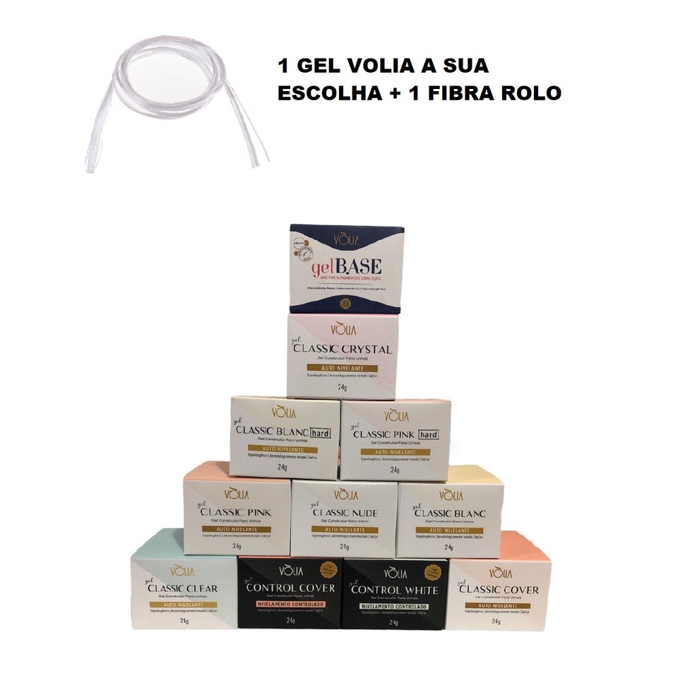 1 Gel Volia 20g/24g a Sua Escolha + 1 Rolo de Fibra de Vidro 1 Metro ...