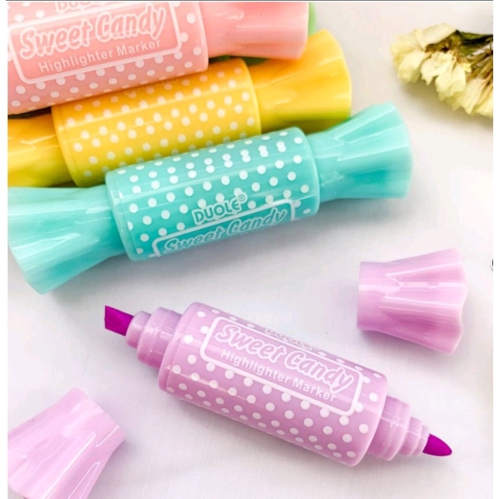 Kit 6 Marca Texto Pastel Duplo Candy Fofo Kawaii Material Escolar ...