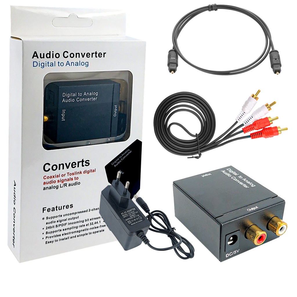 Kit Conversor de Áudio Digital para Analógico com Fonte de Energia e ...