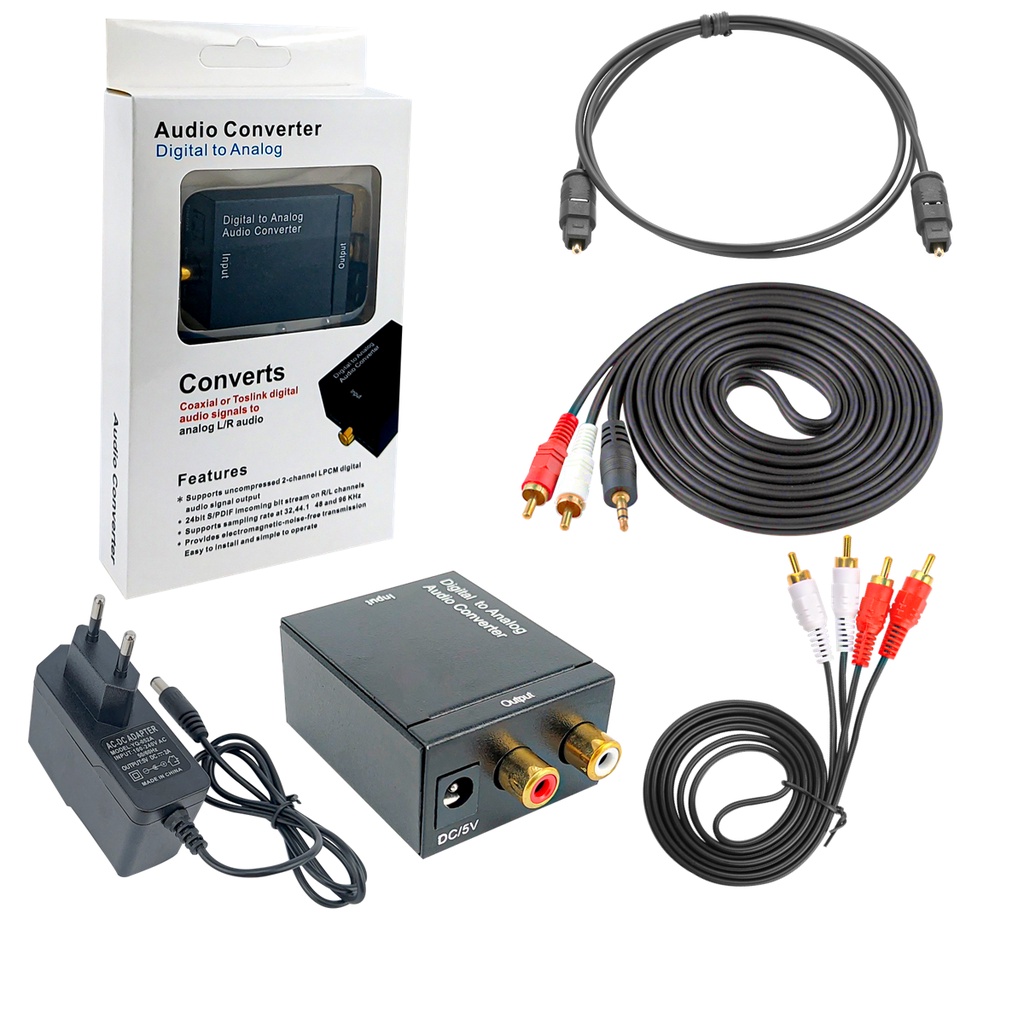Kit completo Conversor de Áudio Digital para Analógico com Fonte de ...