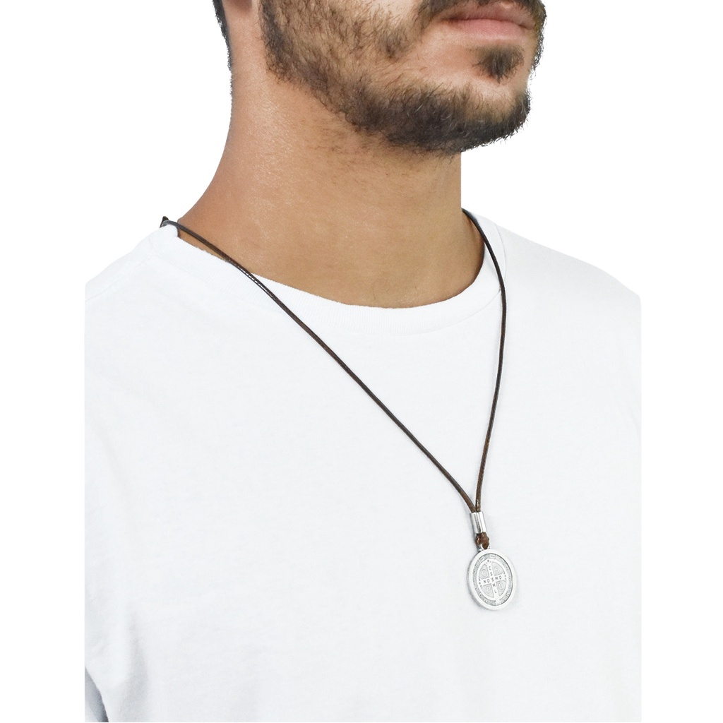 Cordão Colar Católico de São Bento Regulável Religioso | Shopee Brasil
