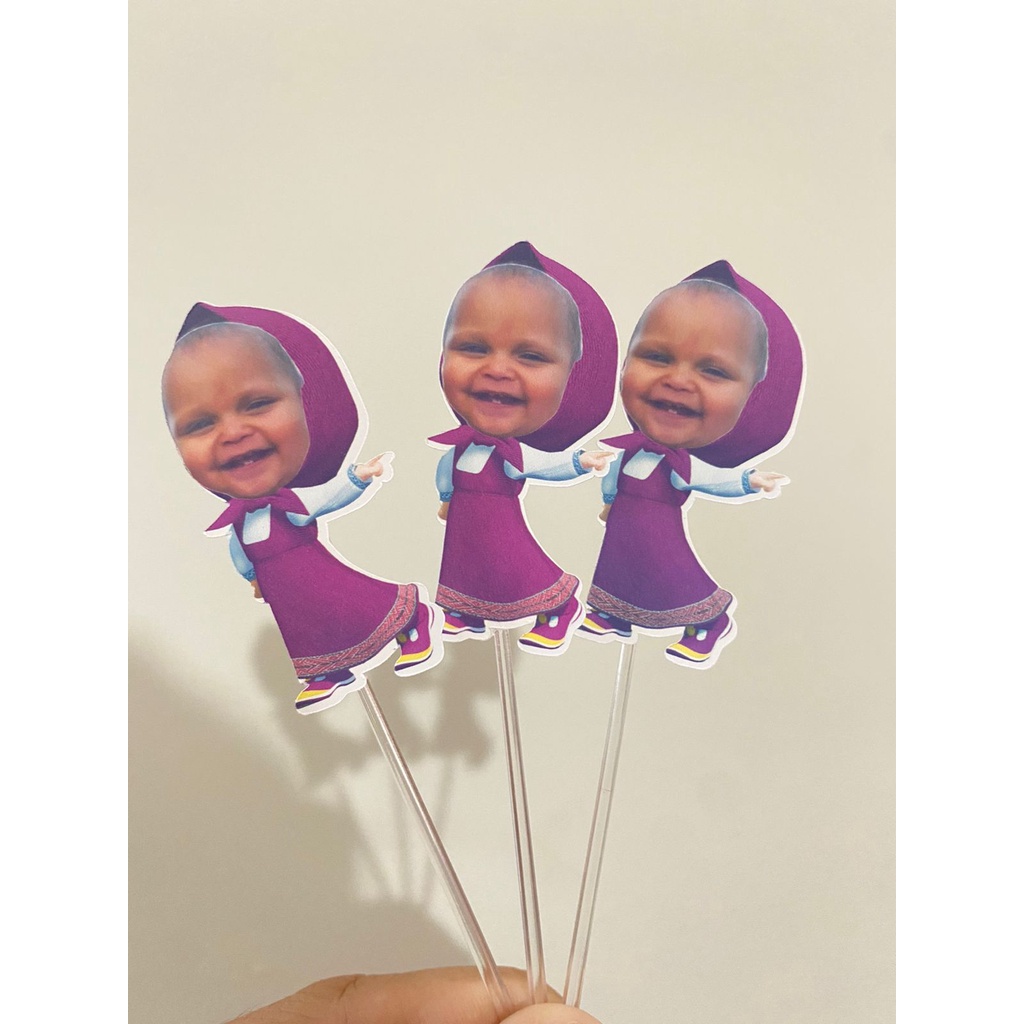 MINI TOPO DE DOCINHOS COM ROSTO DO ANIVERSARIANTE MINI TOPPER TOPPER DE ...